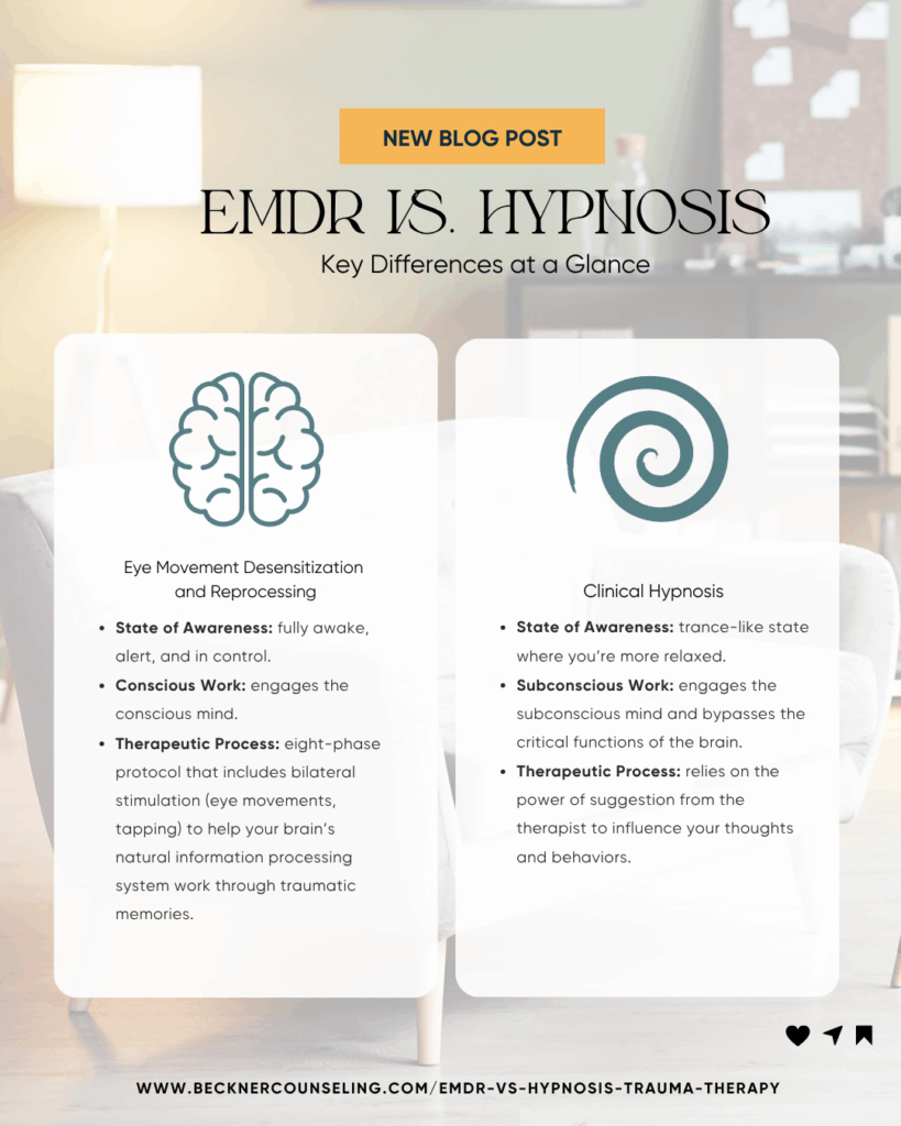 EMDR vs. Hypnosis: Key Differences for Trauma Therapy
